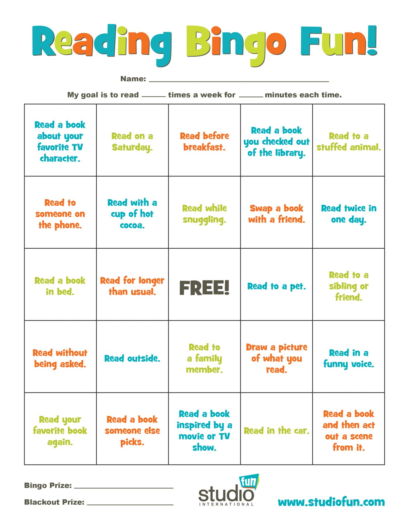 Reading Bingo for Kids - Studio Fun International